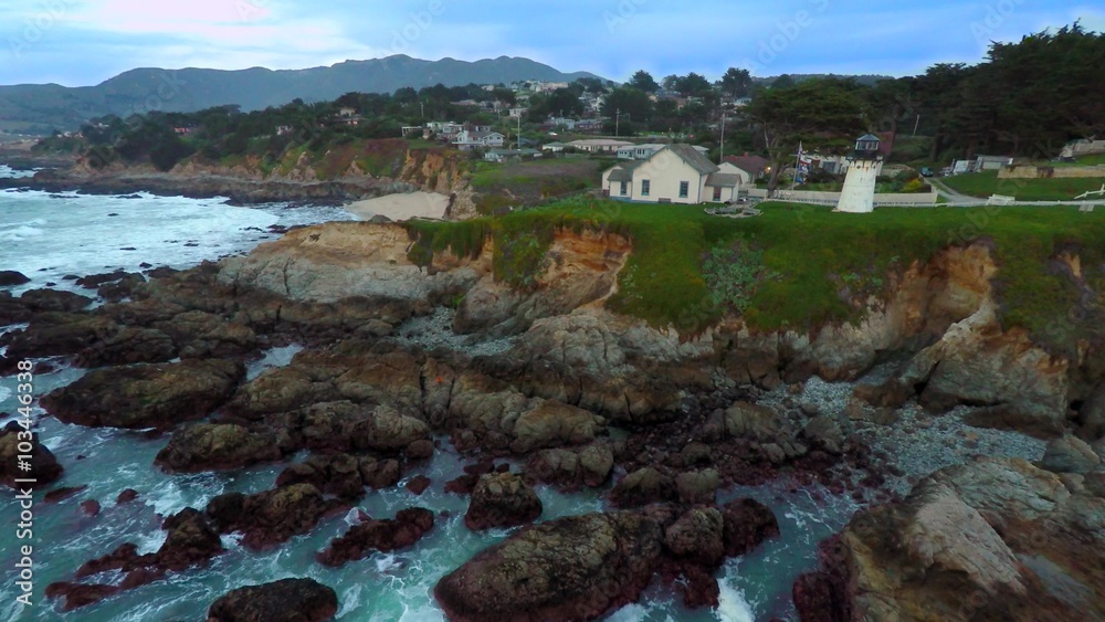 4k Aerial birds eye view of Northern California Coastal ocean ...