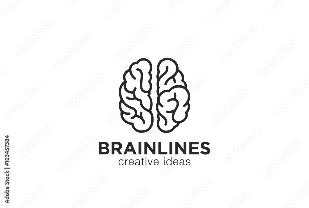 Brain Logo silhouette vector linear Brainstorm think Stock Vector ...