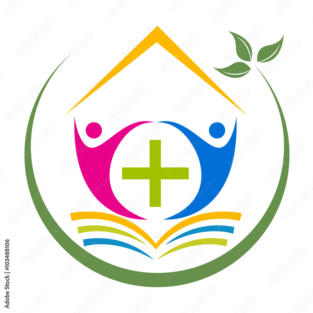 Health care education logo design isolated in white background. Stock ...