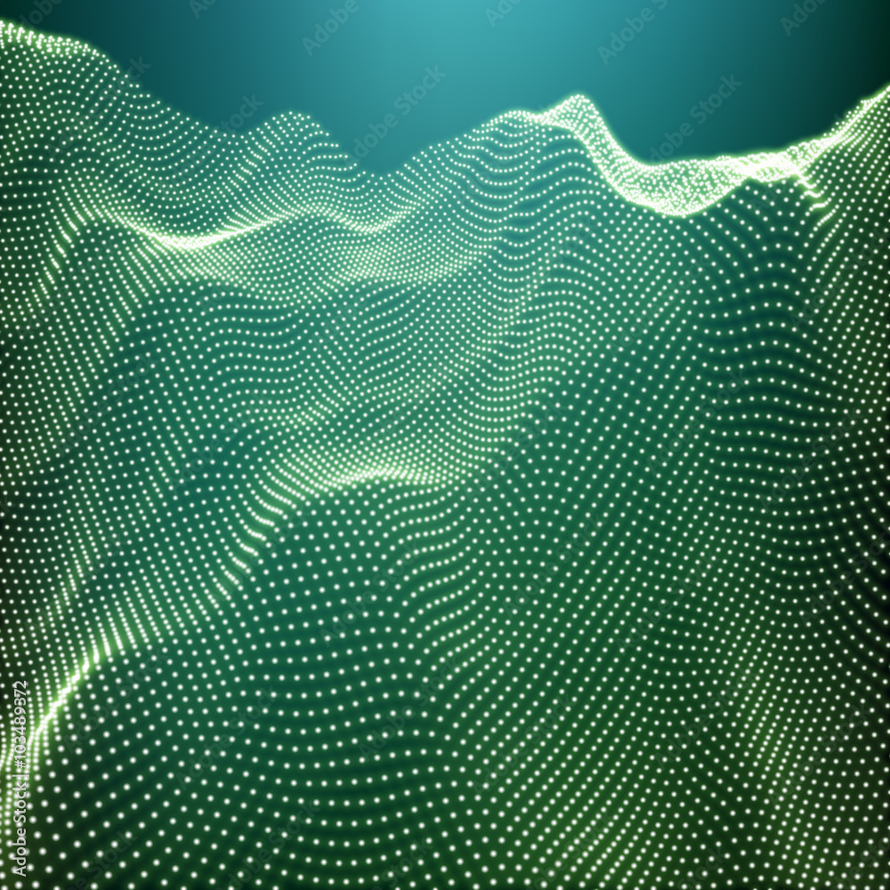 Landscape Background. Futuristic Landscape with Shiny Grid. Low Poly ...