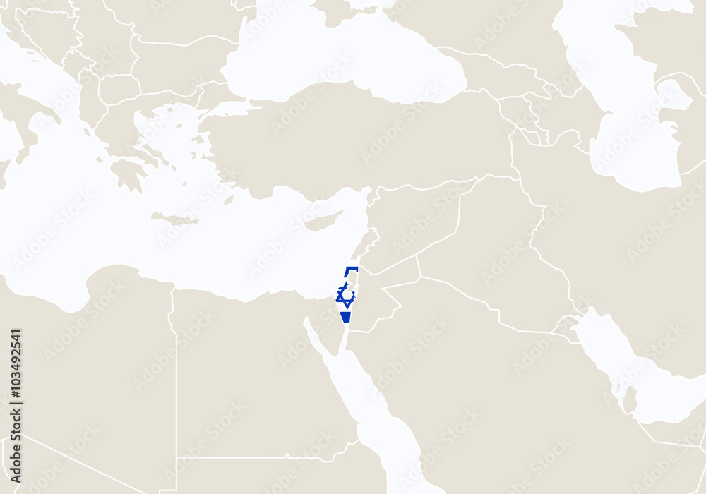 Asia with highlighted Israel map. Stock Vector | Adobe Stock