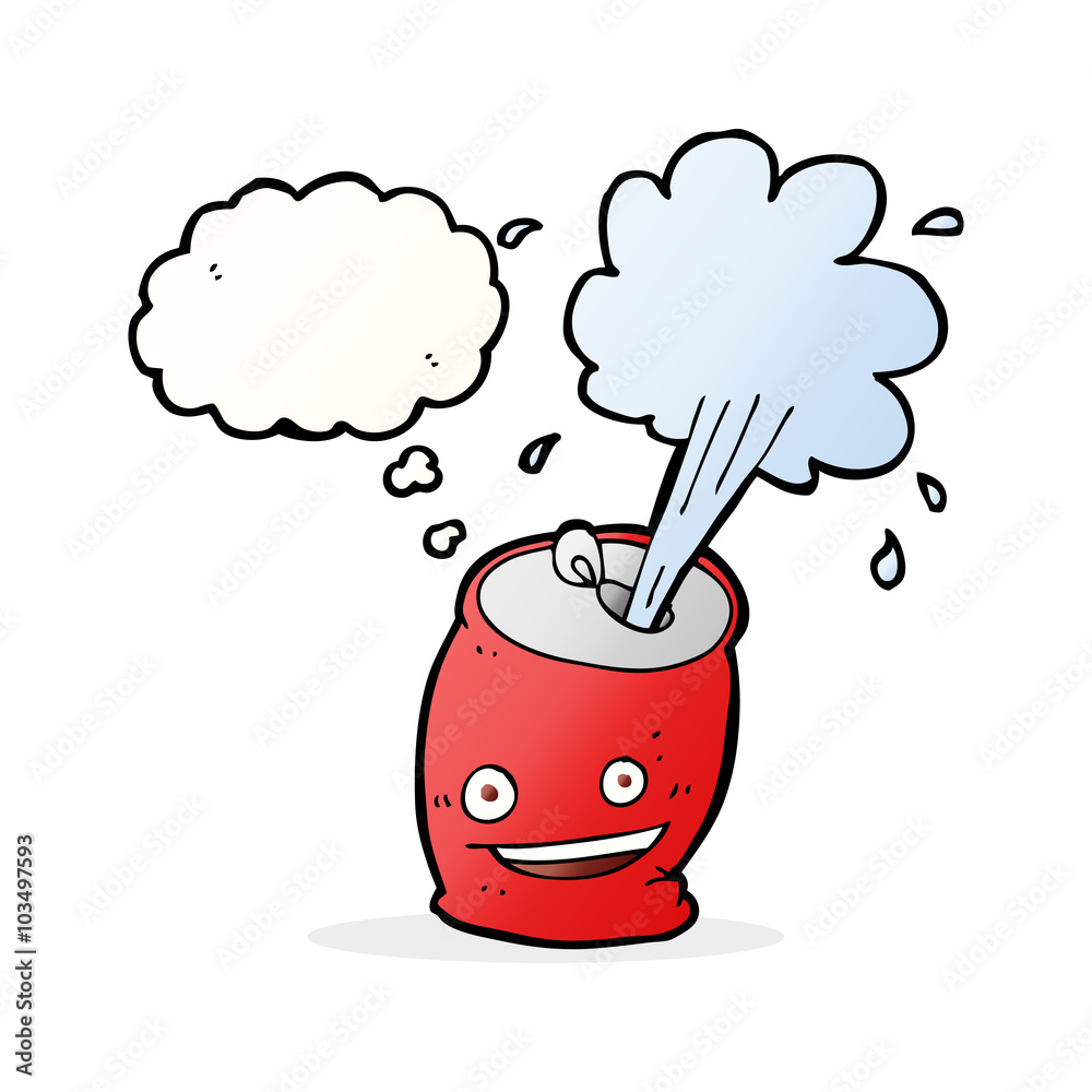 cartoon fizzing soda can with thought bubble Stock Vector | Adobe Stock