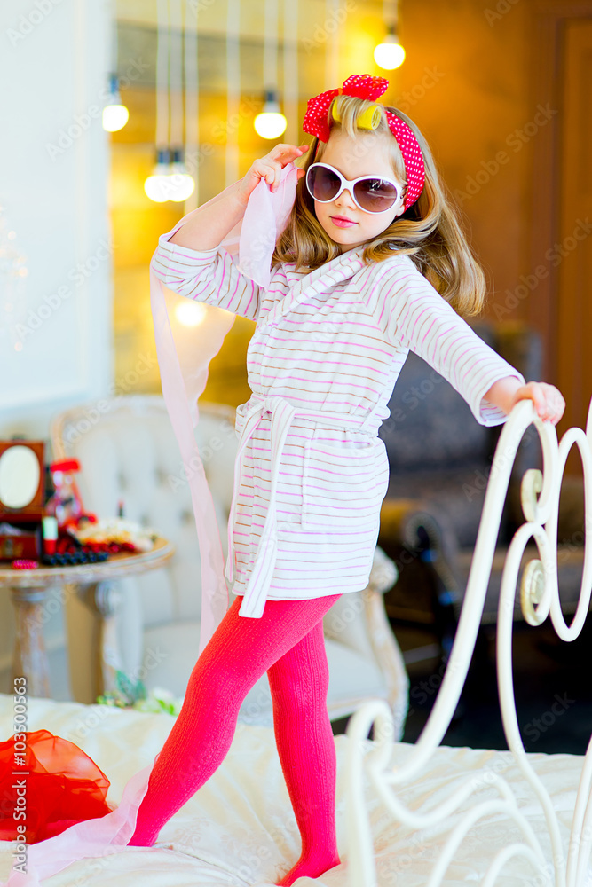 the little girl in pin up style Stock Photo | Adobe Stock