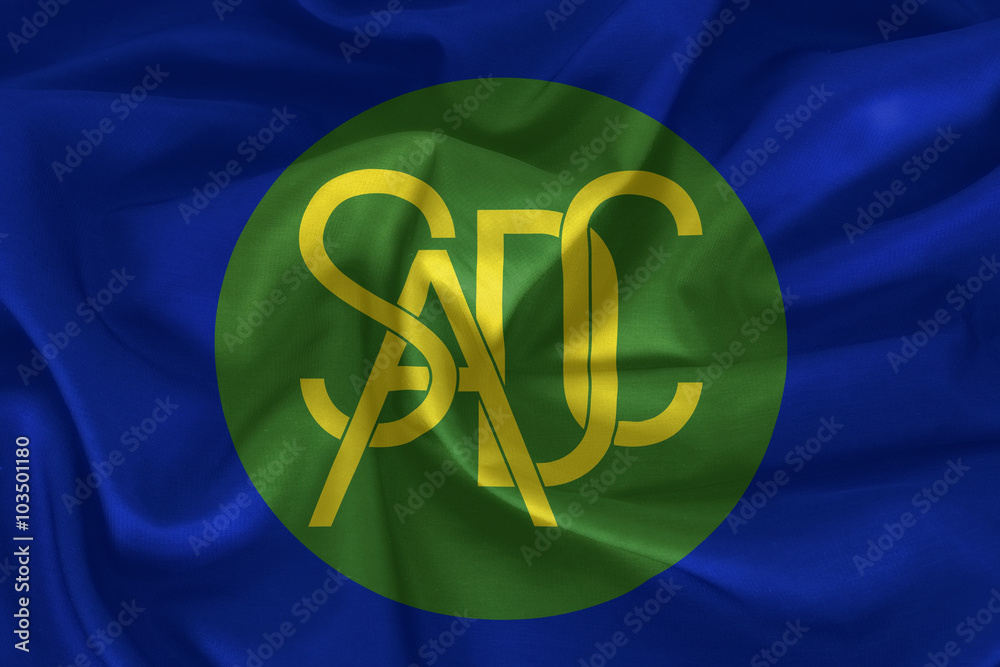 Southern African Development Community or SADC flag pattern on fabric ...