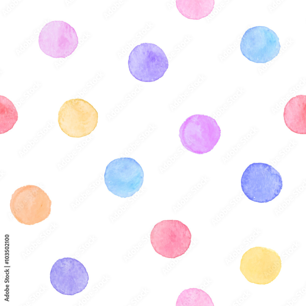 Polka dot watercolor texture. Aquarelle circles in pastel colors ...