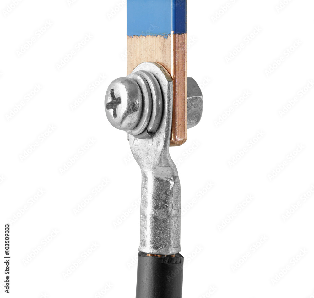 Cable Busbar Connection isolated on white background Stock Photo ...