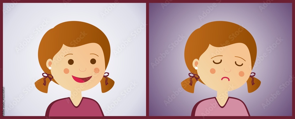 Happy And Sad Girl Cartoon