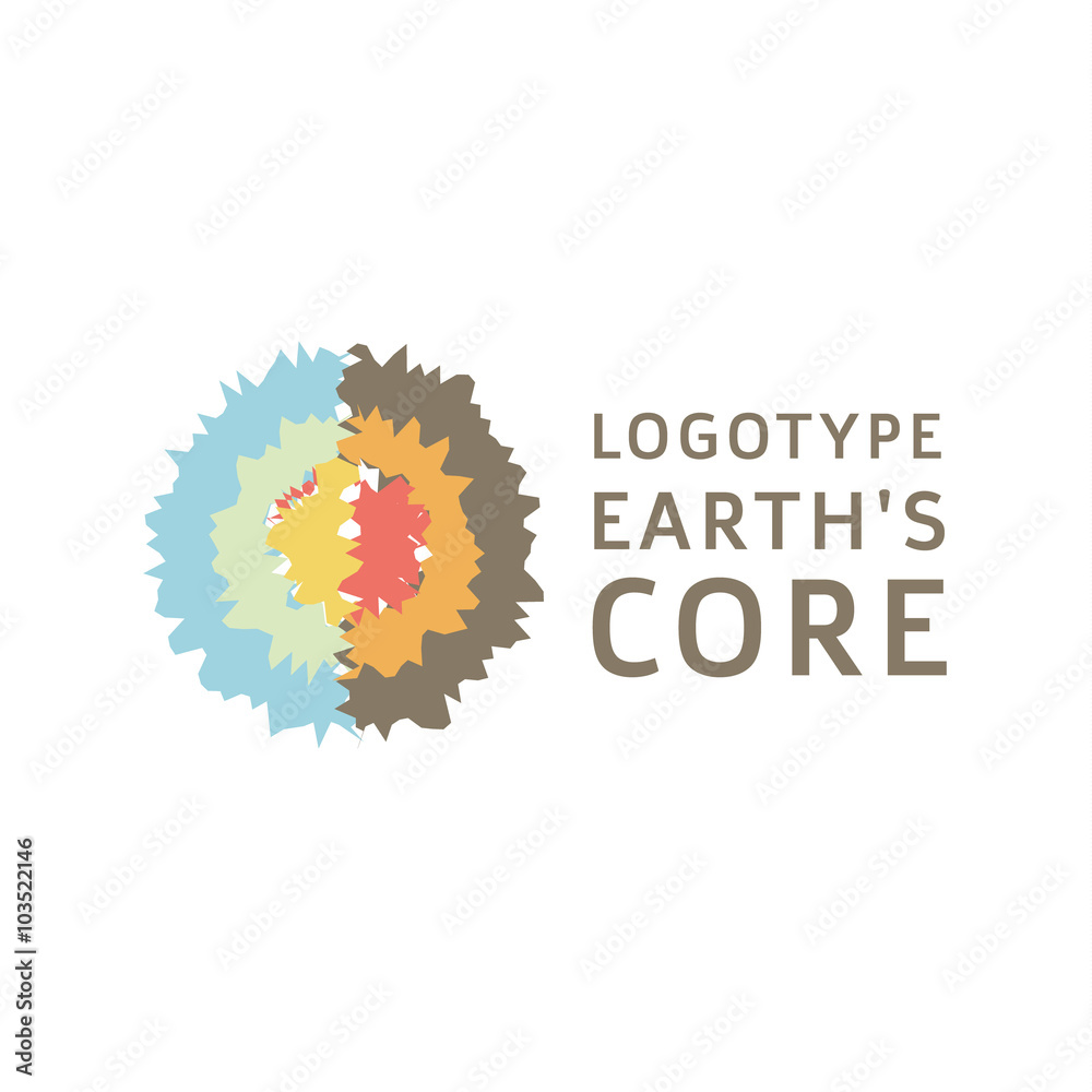 Earths crust the core section abstract geodesic flat icon logo sign of ...