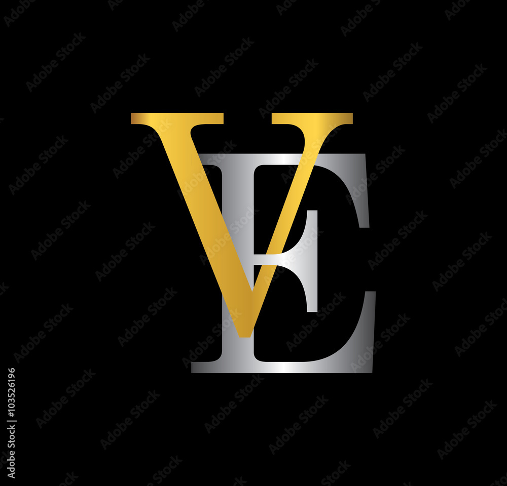 VE initial letter with gold and silver Stock Vector | Adobe Stock