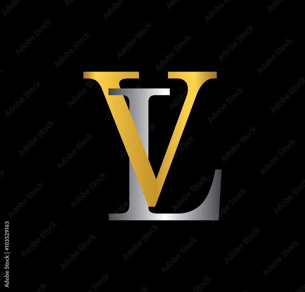 VL initial letter with gold and si, er Stock Vector | Adobe Stock