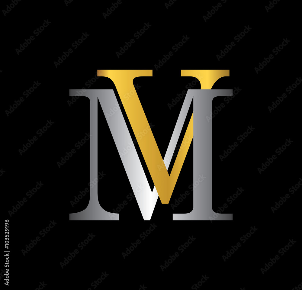 VM initial letter with gold and silver Stock Vector | Adobe Stock
