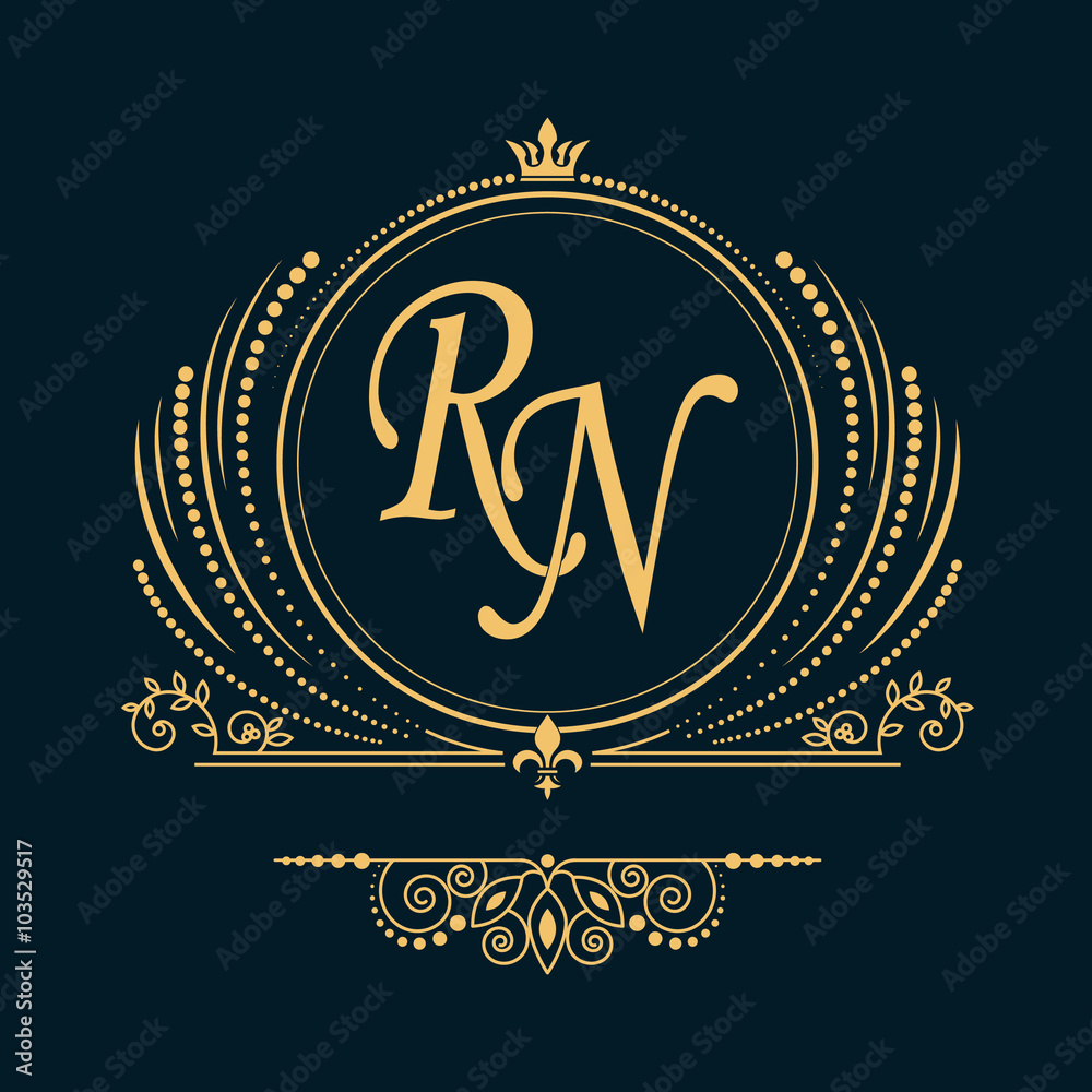 Vintage vector monogram. Elegant emblem logo for restaurants, hotels ...