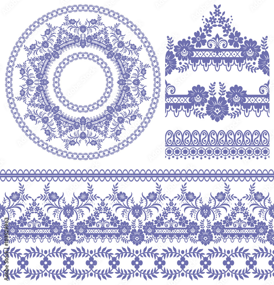 Vector set of design elements: seamless texture, borders, frames.vector ...