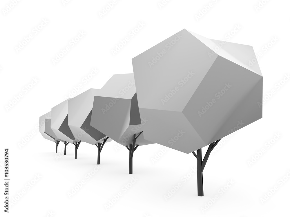 Abstract trees concept rendered on white background isolated Stock ...