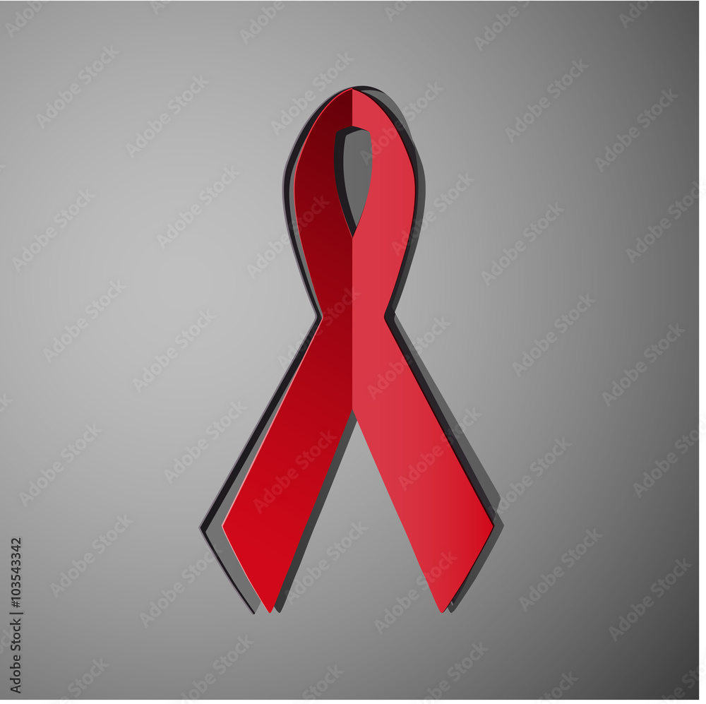 vector illustration of red ribbon. AIDS symbol. HIV symbol. Human ...