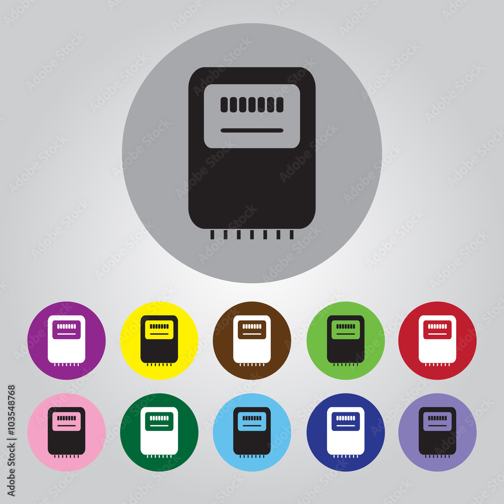 Electricity power counter icon. Measurement sign. Three-phase. Vector ...