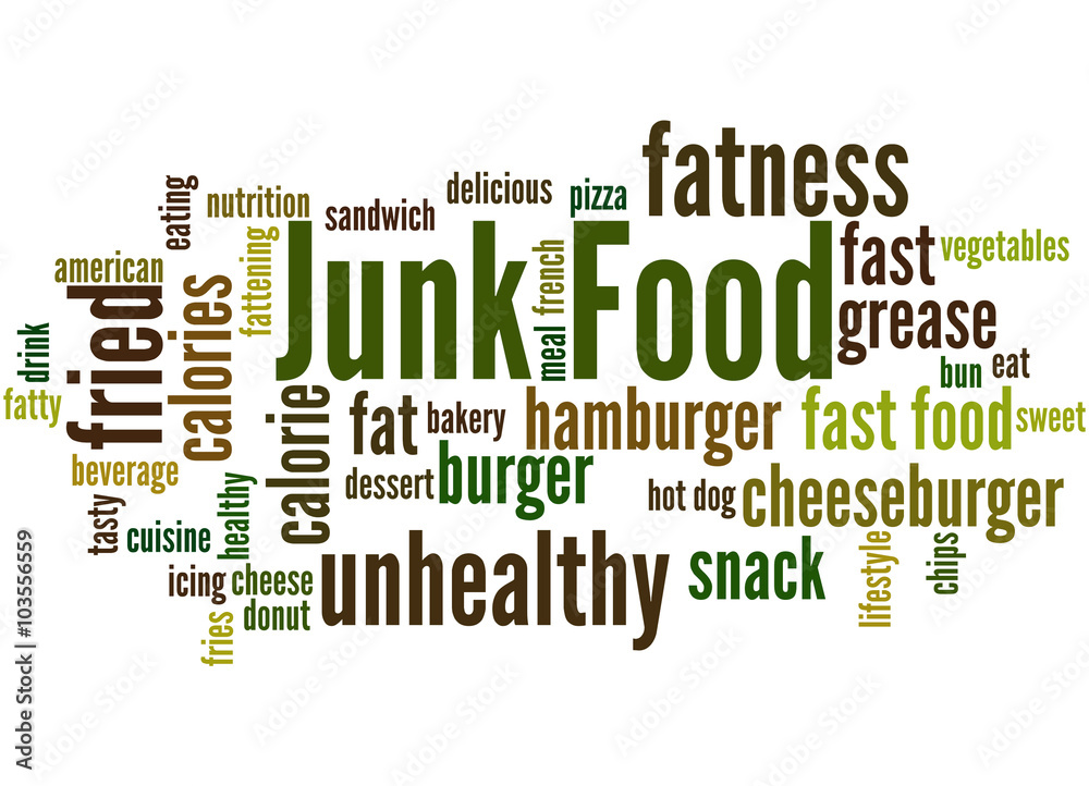 Junk Food, word cloud concept Stock Illustration | Adobe Stock