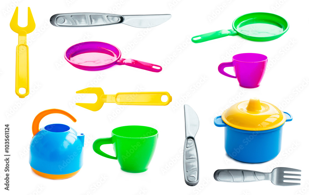 Texture - different children kitchen utensils Stock 写真 | Adobe Stock