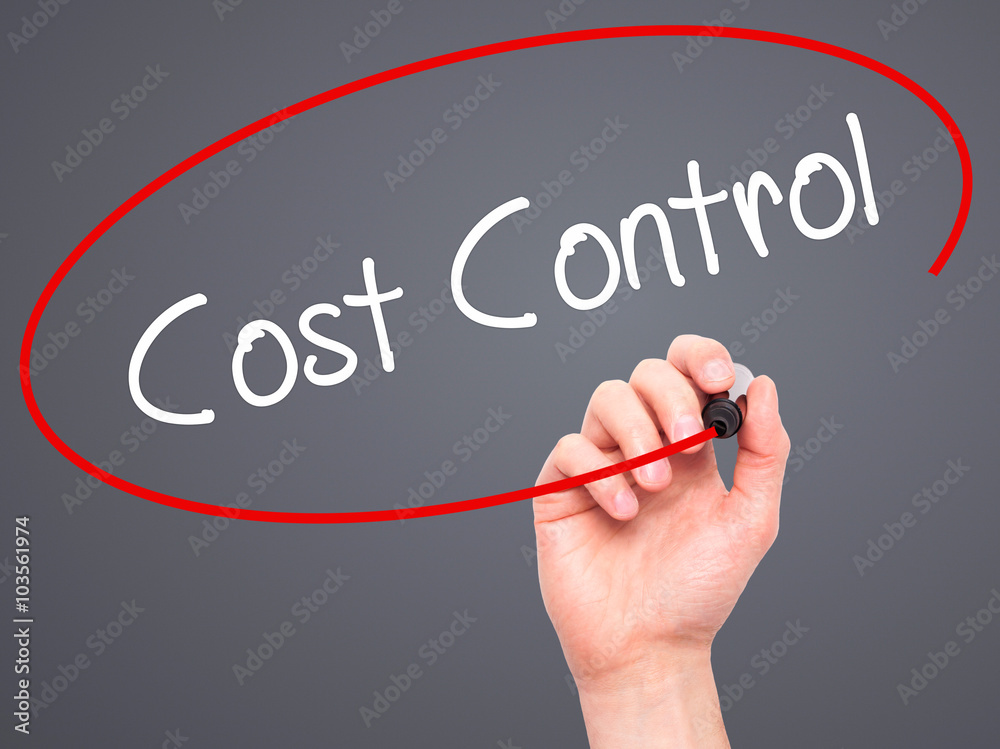 Man Hand writing Cost Control with black marker on visual screen Stock ...