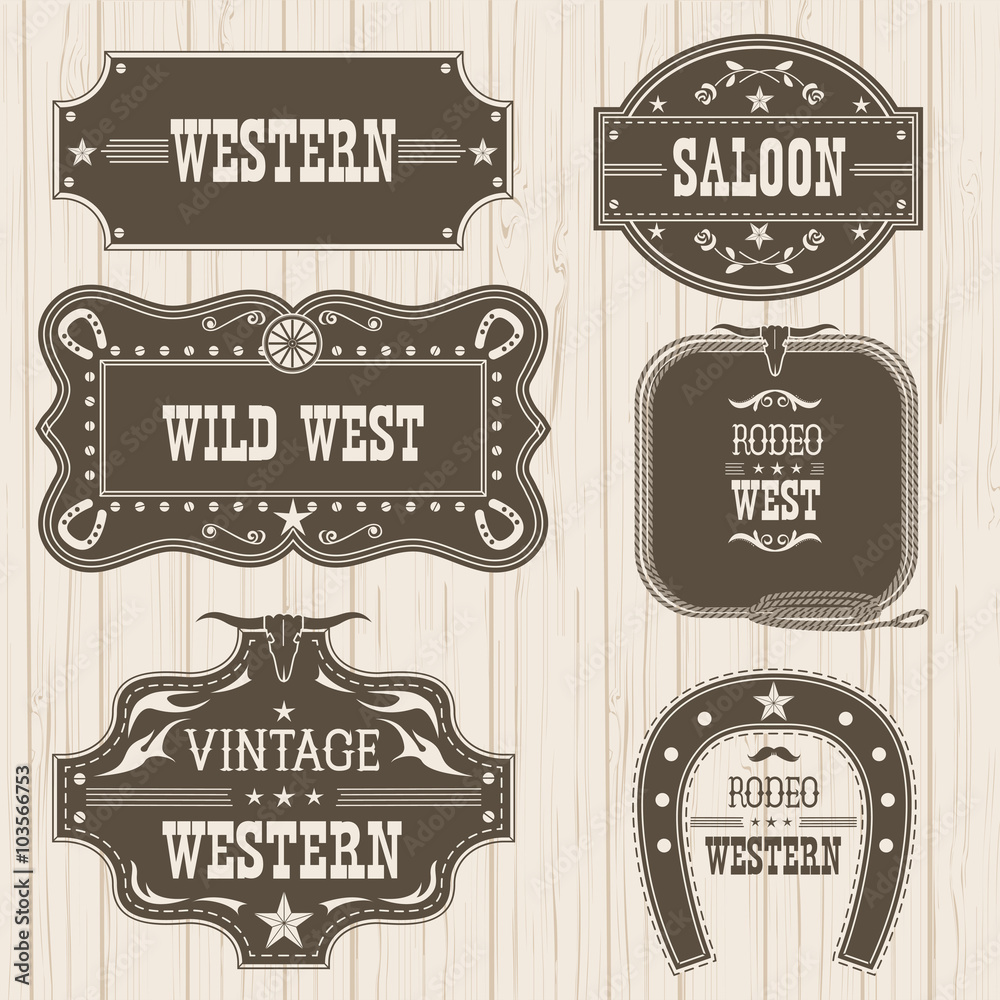 Western vintage labels isolated for design.Vector frames Stock Vector ...
