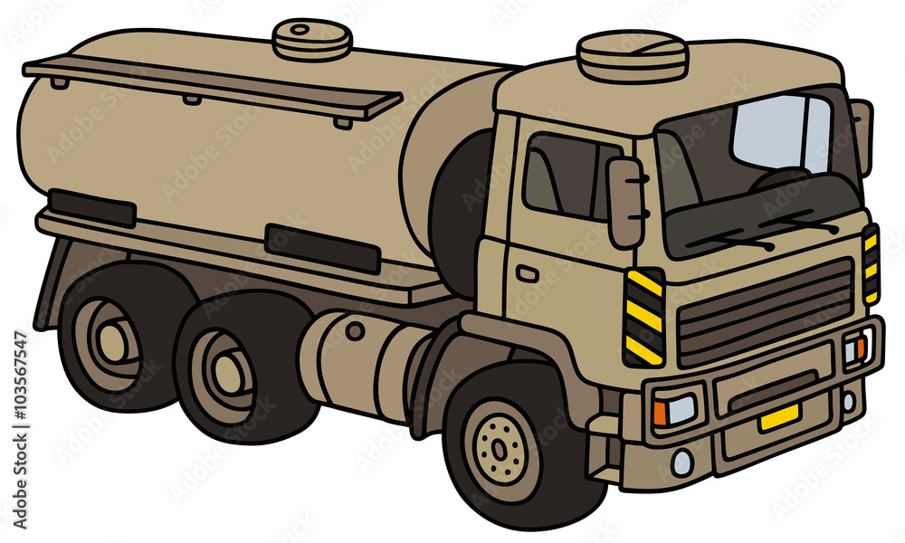 Sand military tank truck / Hand drawing, vector illustration Stock ...
