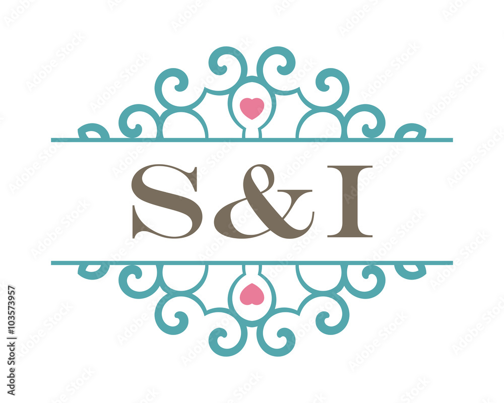 S&I initial ornament wedding logo Stock Vector | Adobe Stock