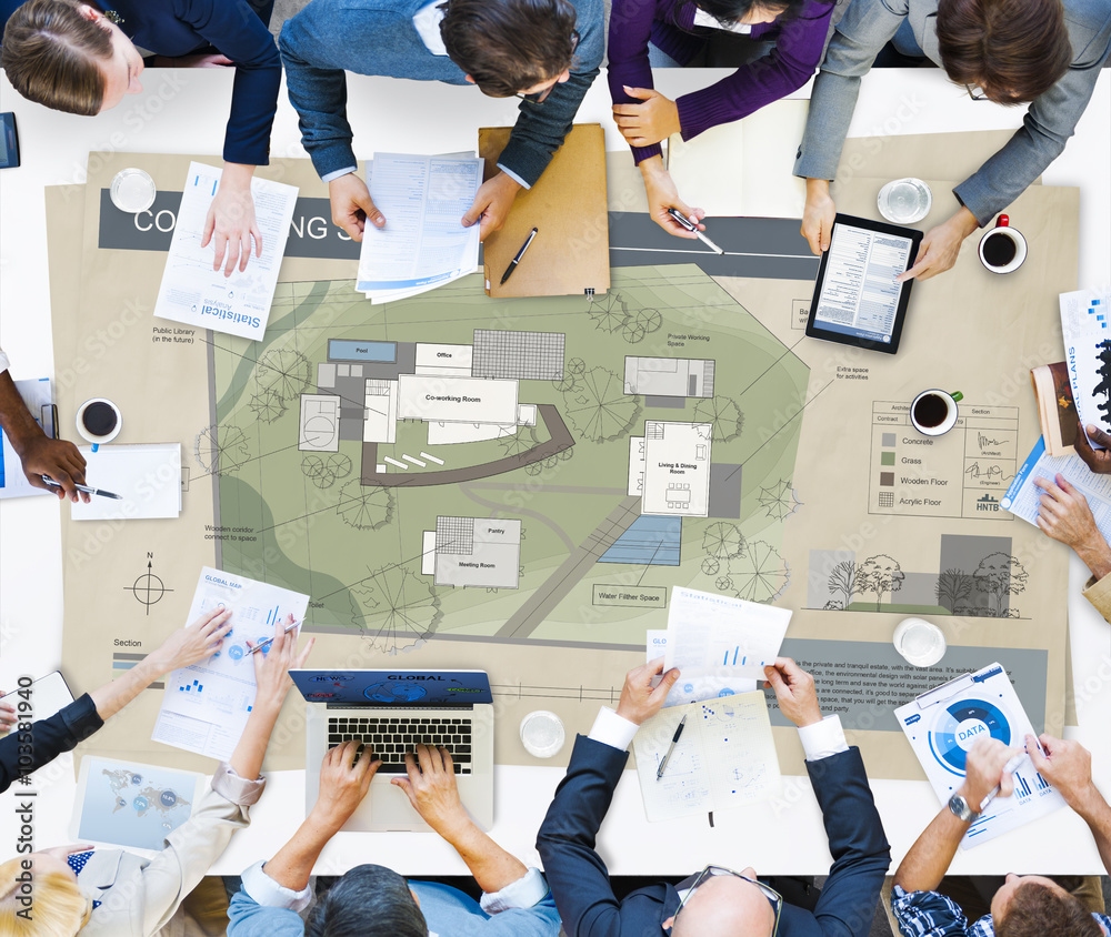 Co Working Space Architecture Plan Map Blueprint Design Concept Stock ...