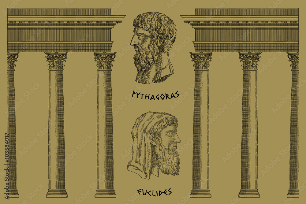 Ancient greek scientists, philosophers Stock Illustration | Adobe Stock