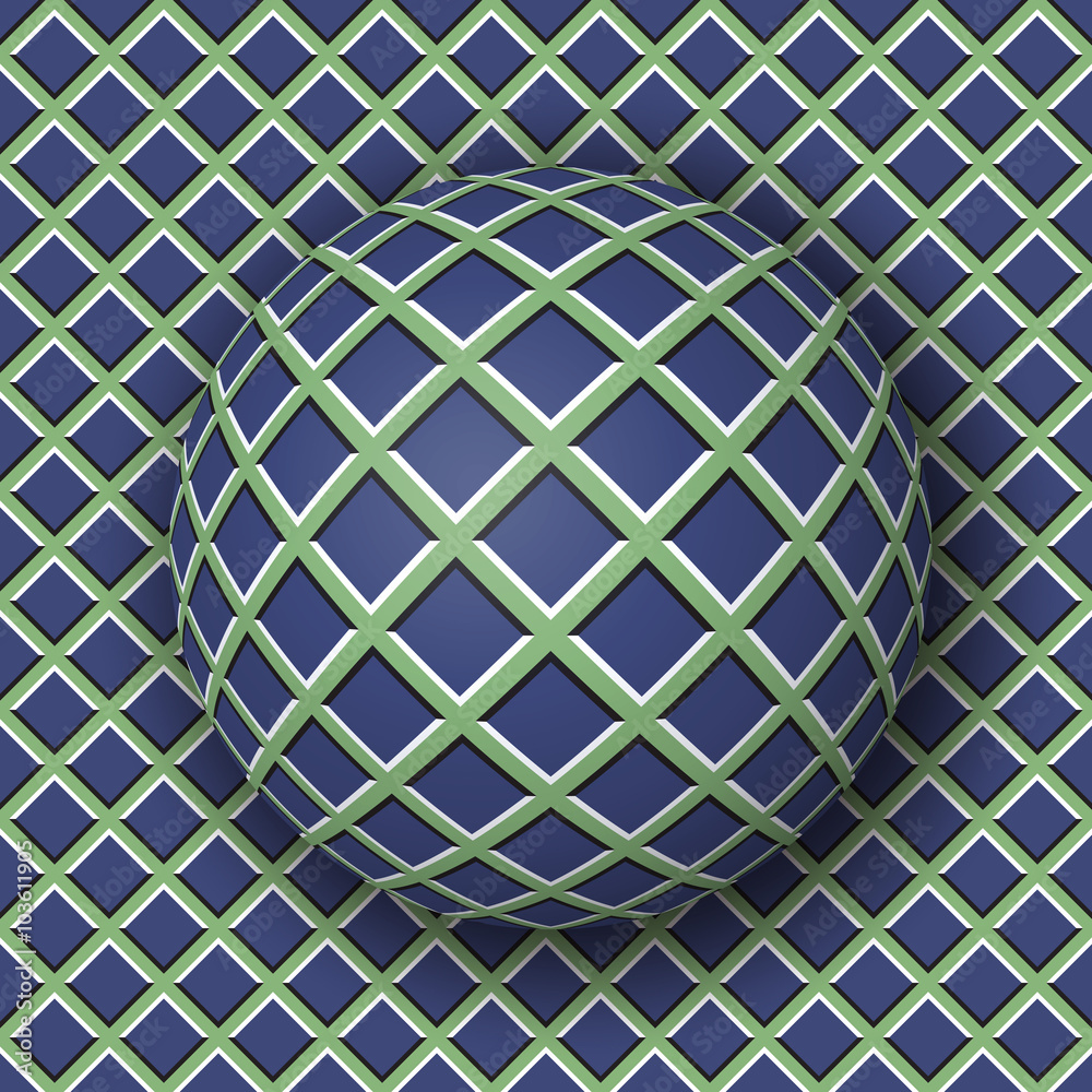 Checkered ball rolling along the checkered surface. Abstract vector ...