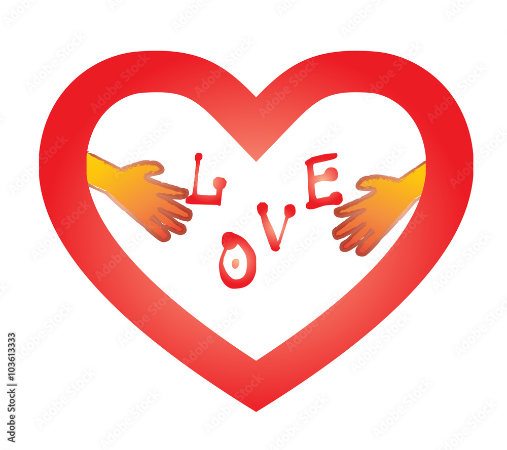 Word Love placed inside heart with hands Stock Vector | Adobe Stock