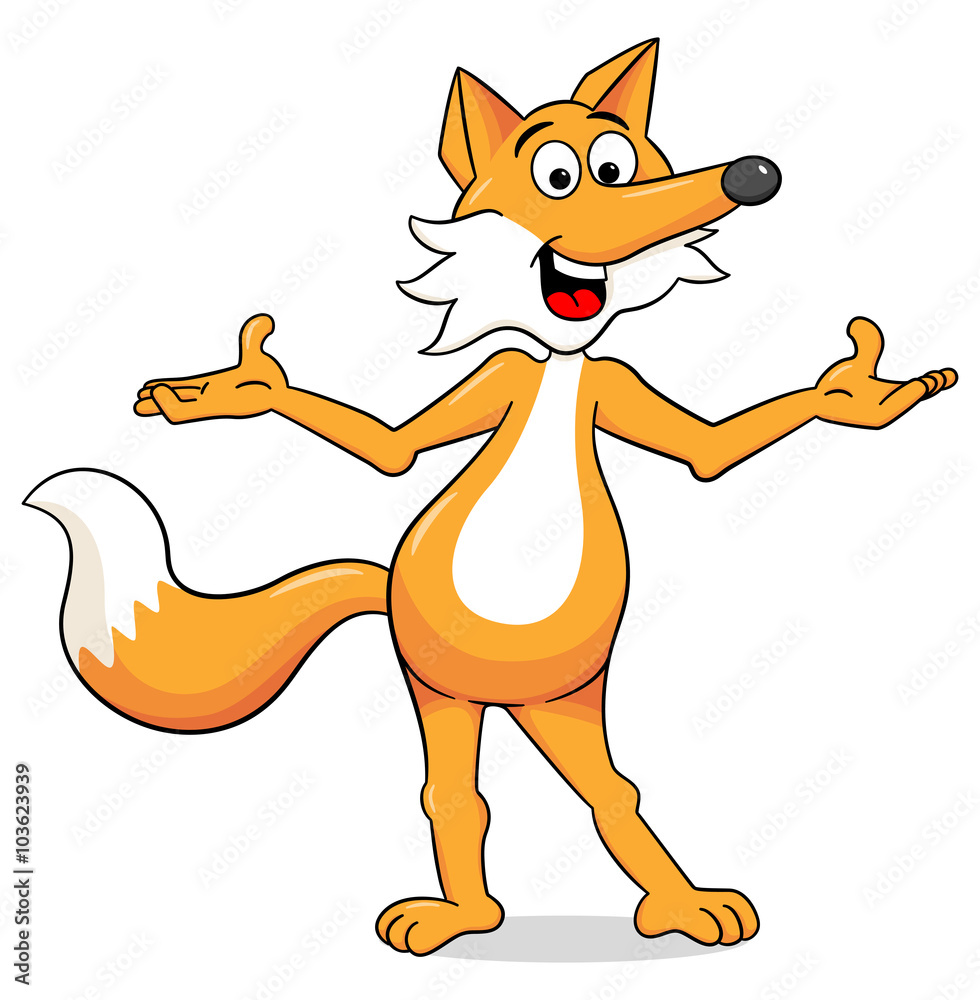 fröhlicher Cartoon Fuchs Stock-Vektorgrafik | Adobe Stock