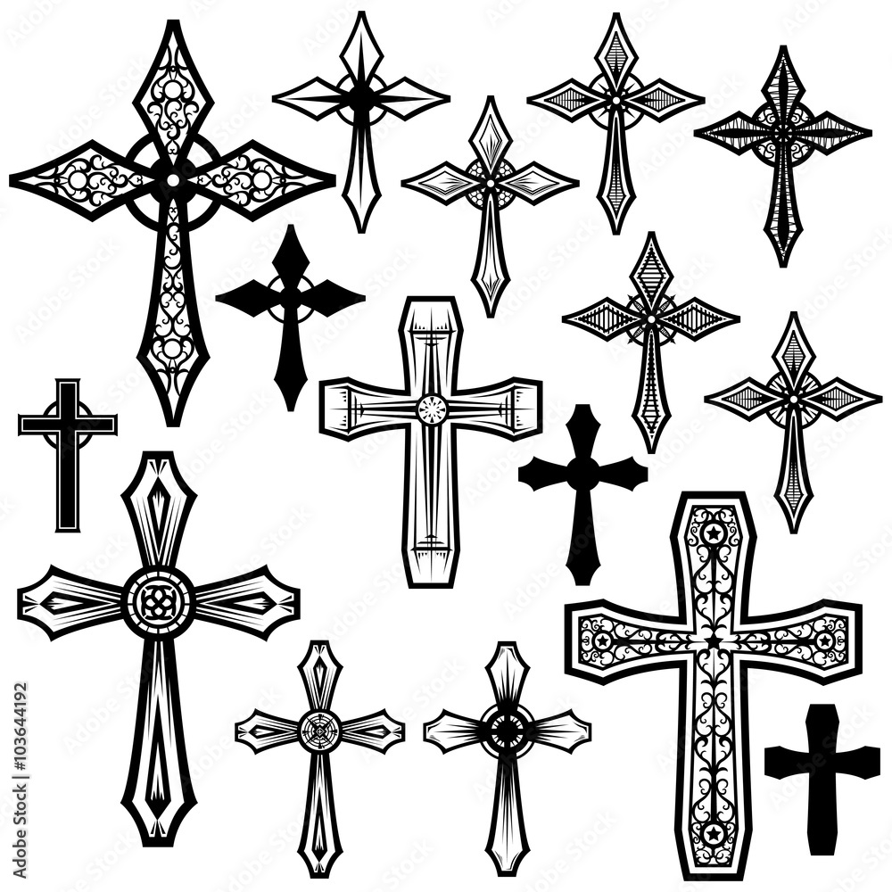 various vector cross shapes in silhouettes Stock Vector | Adobe Stock