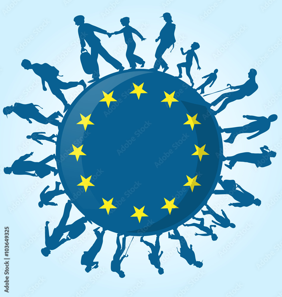 immigration people on european symbol vector de Stock | Adobe Stock