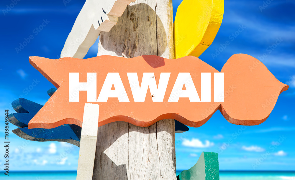 Hawaii welcome sign with beach Stock Photo | Adobe Stock