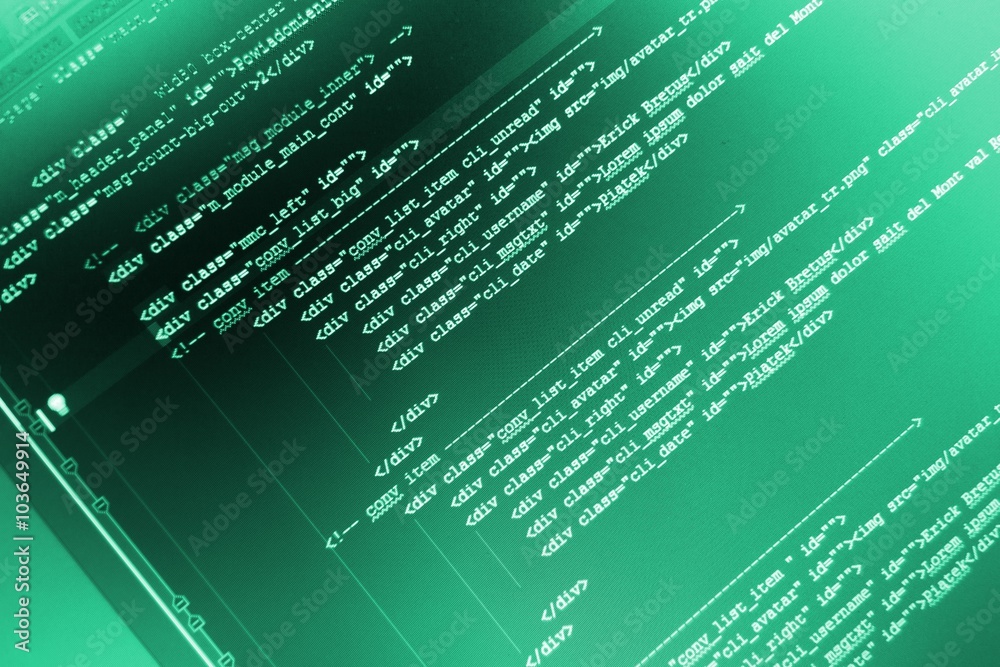 Software background. Programming code on computer screen. Website codes on computer monitor ...