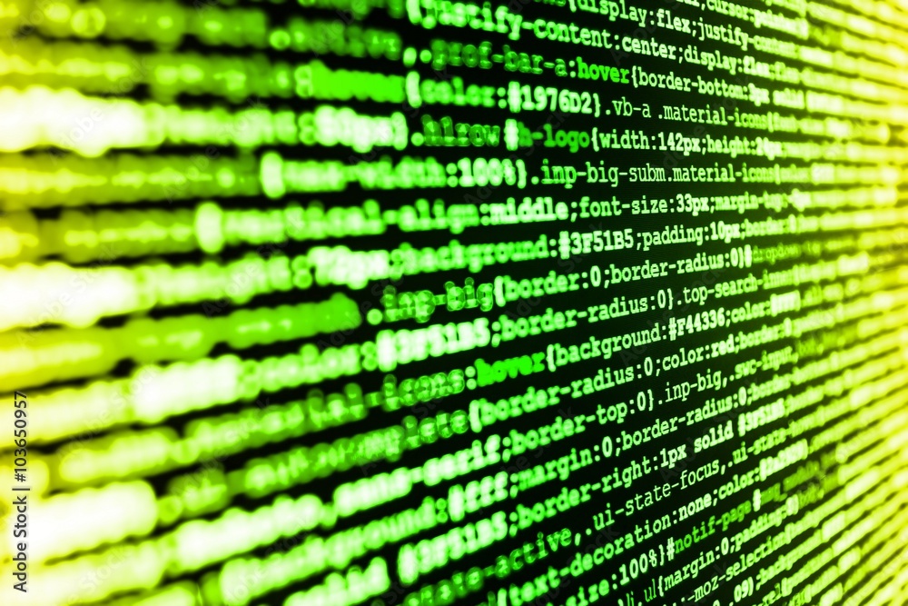 Software background. Programming code on computer screen. Website codes on computer monitor ...