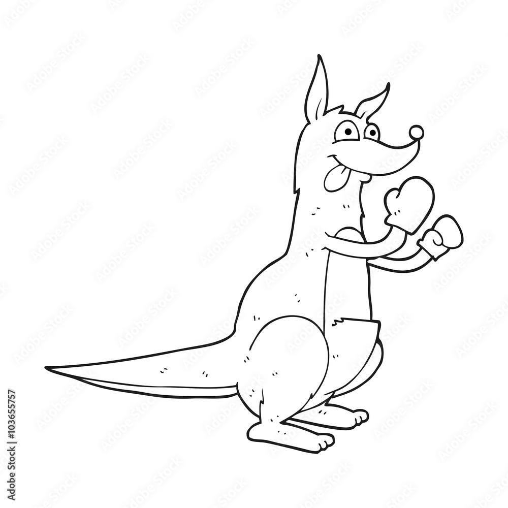black and white cartoon boxing kangaroo Stock Vector | Adobe Stock