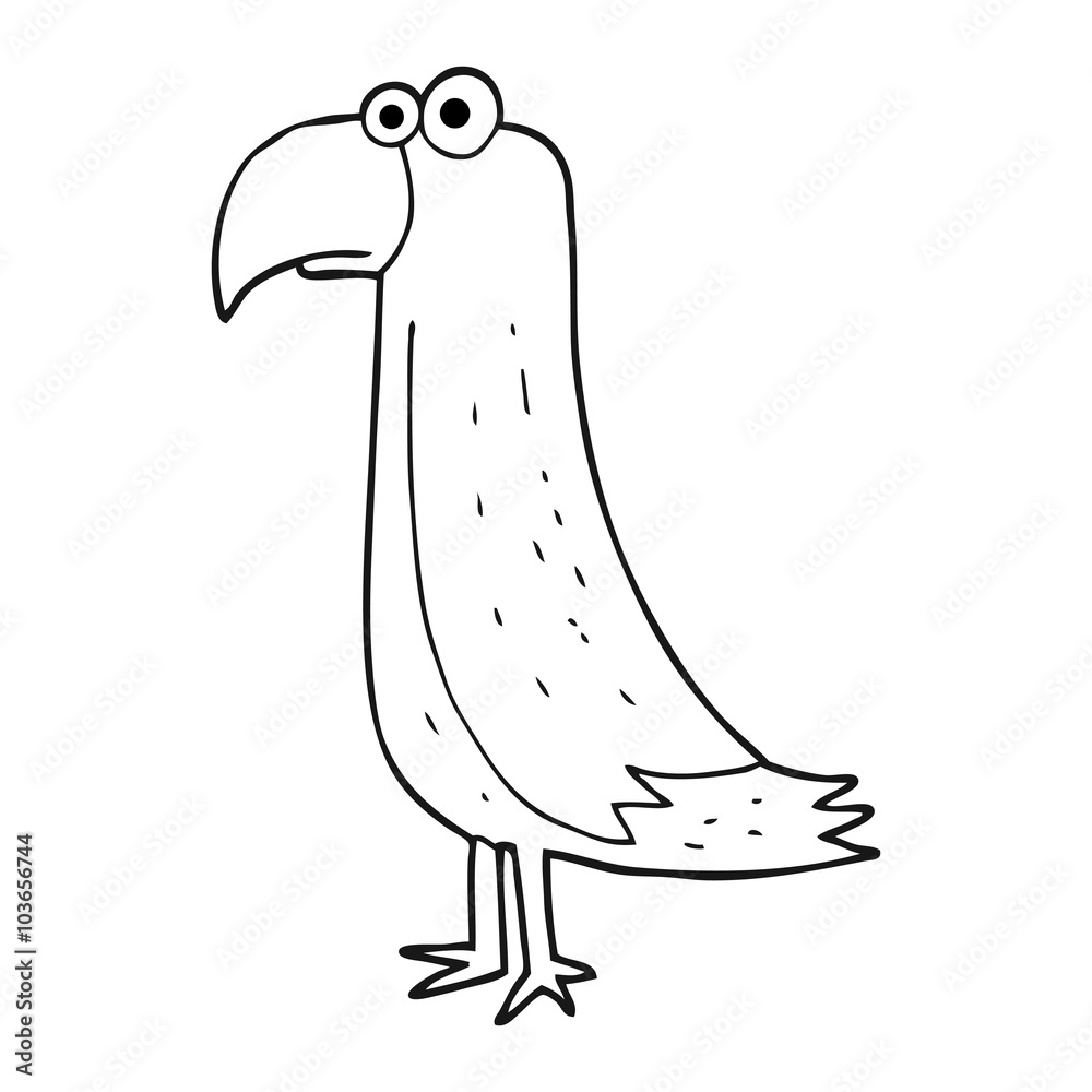 black and white cartoon parrot Stock Vector | Adobe Stock