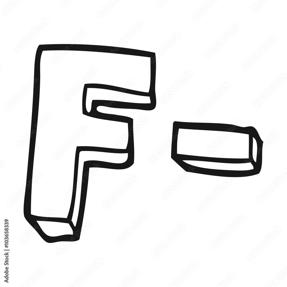 black and white cartoon F grade Stock Vector | Adobe Stock