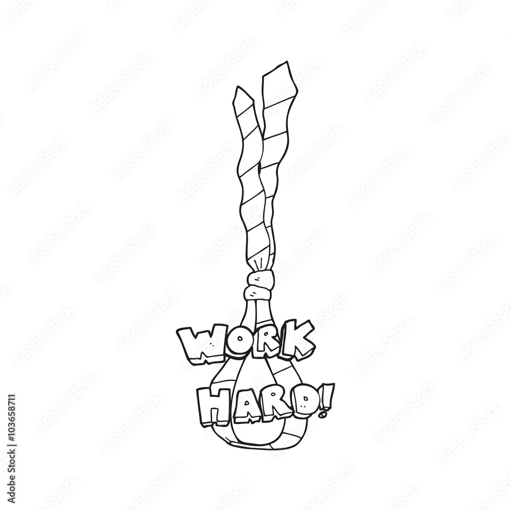 black and white cartoon work hard symbol Stock Vector | Adobe Stock