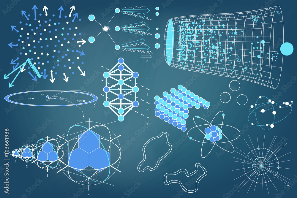 Eelements symbols and schemes of physics vector de Stock | Adobe Stock