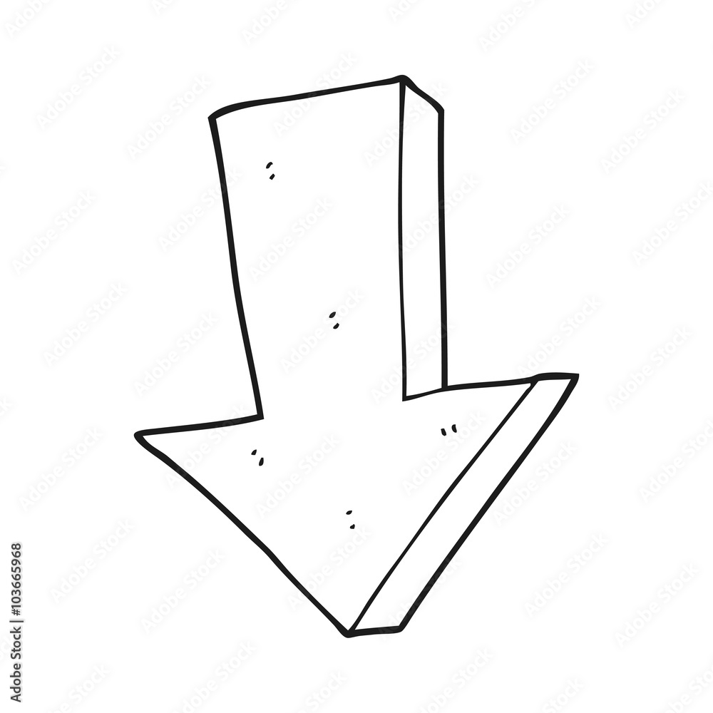 black and white cartoon arrow pointing down Stock Vector | Adobe Stock