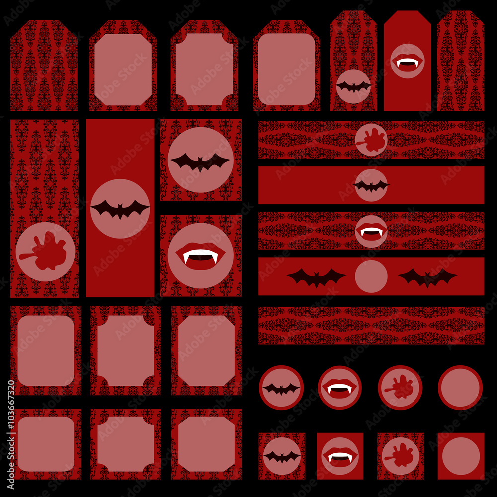 Printable set of Vampire party elements. Stock Vector | Adobe Stock