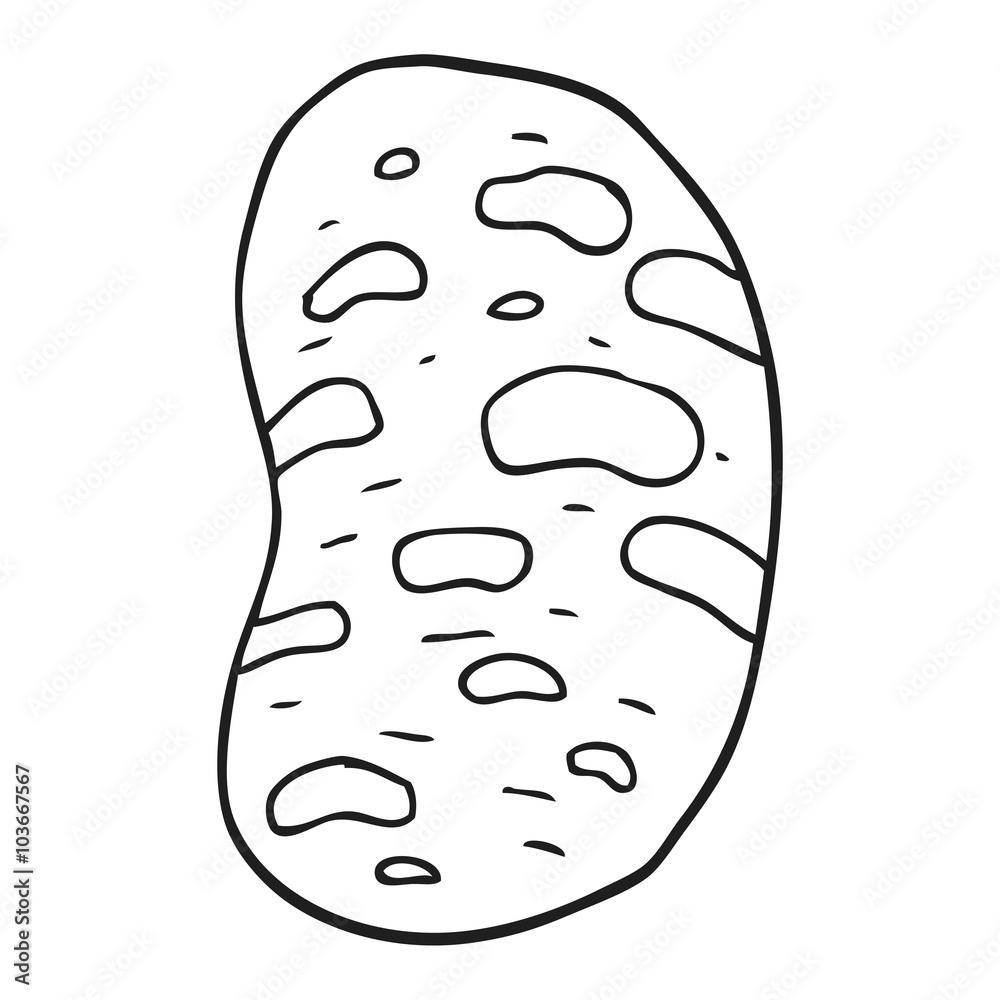 black and white cartoon potato Stock Vector | Adobe Stock