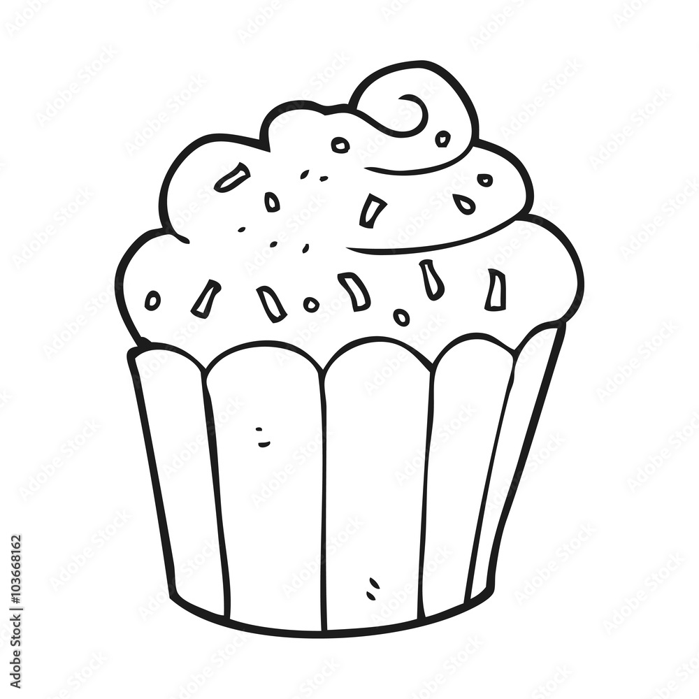 black and white cartoon cupcake Stock Vector | Adobe Stock
