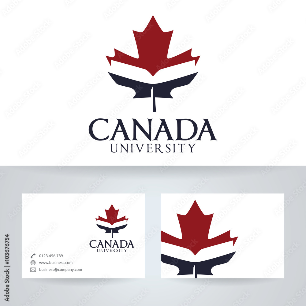 Canada university vector logo with business card template Stock Vector ...