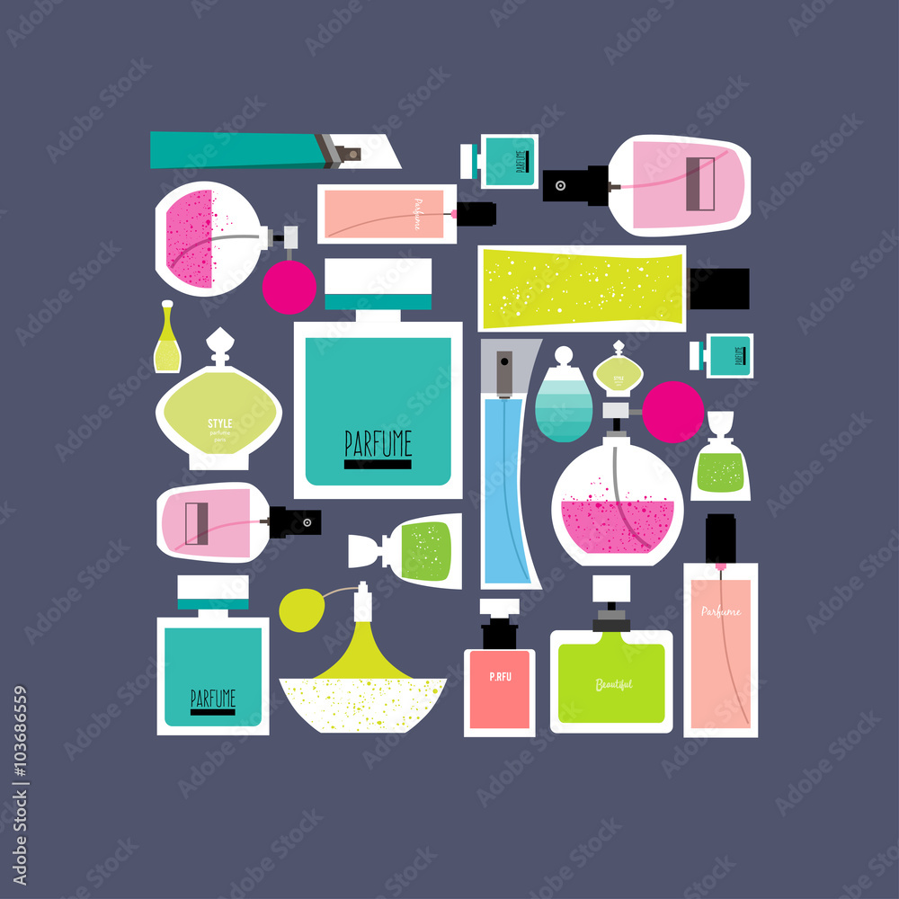 Vector flat design of fragrance. Vector flat design of fragrance ...