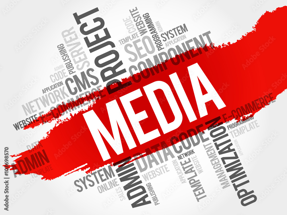 Media word cloud, business concept vector de Stock | Adobe Stock