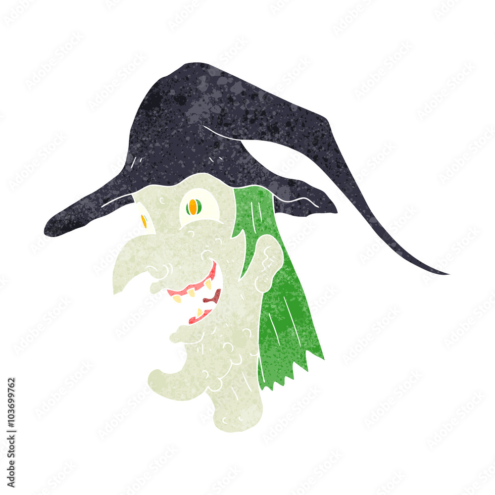 retro cartoon cackling witch Stock Vector | Adobe Stock
