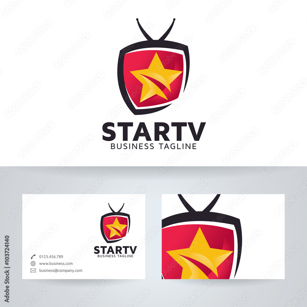 Star TV vector logo with business card template Stock Vector | Adobe Stock